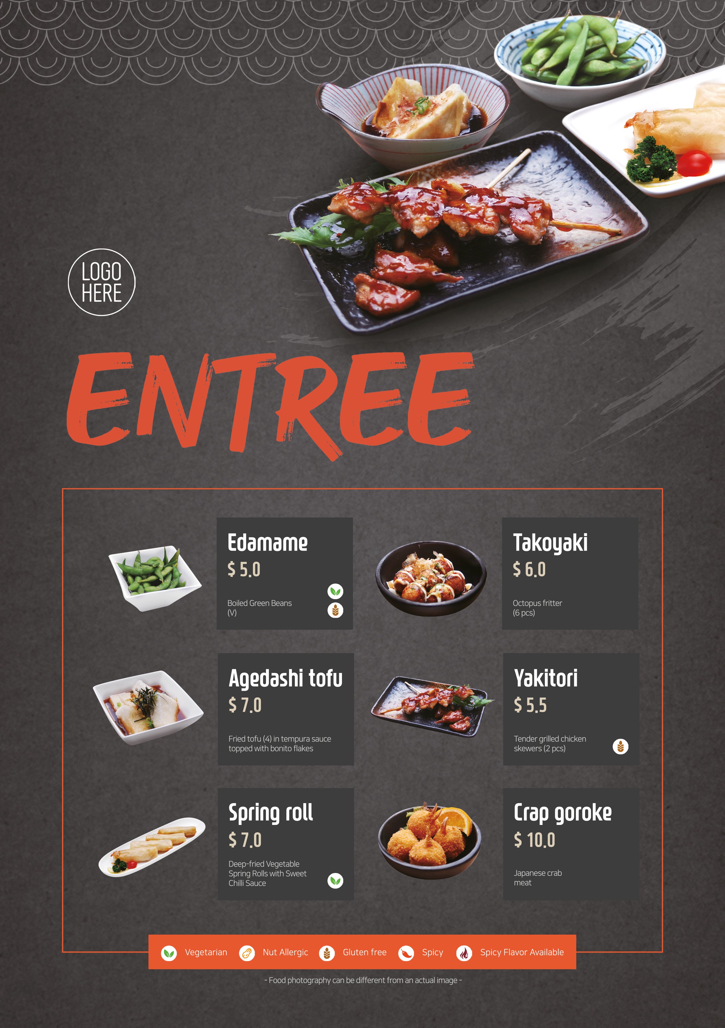 Japanese Restaurat Menu Template - Entree 2pg – usefuldesign