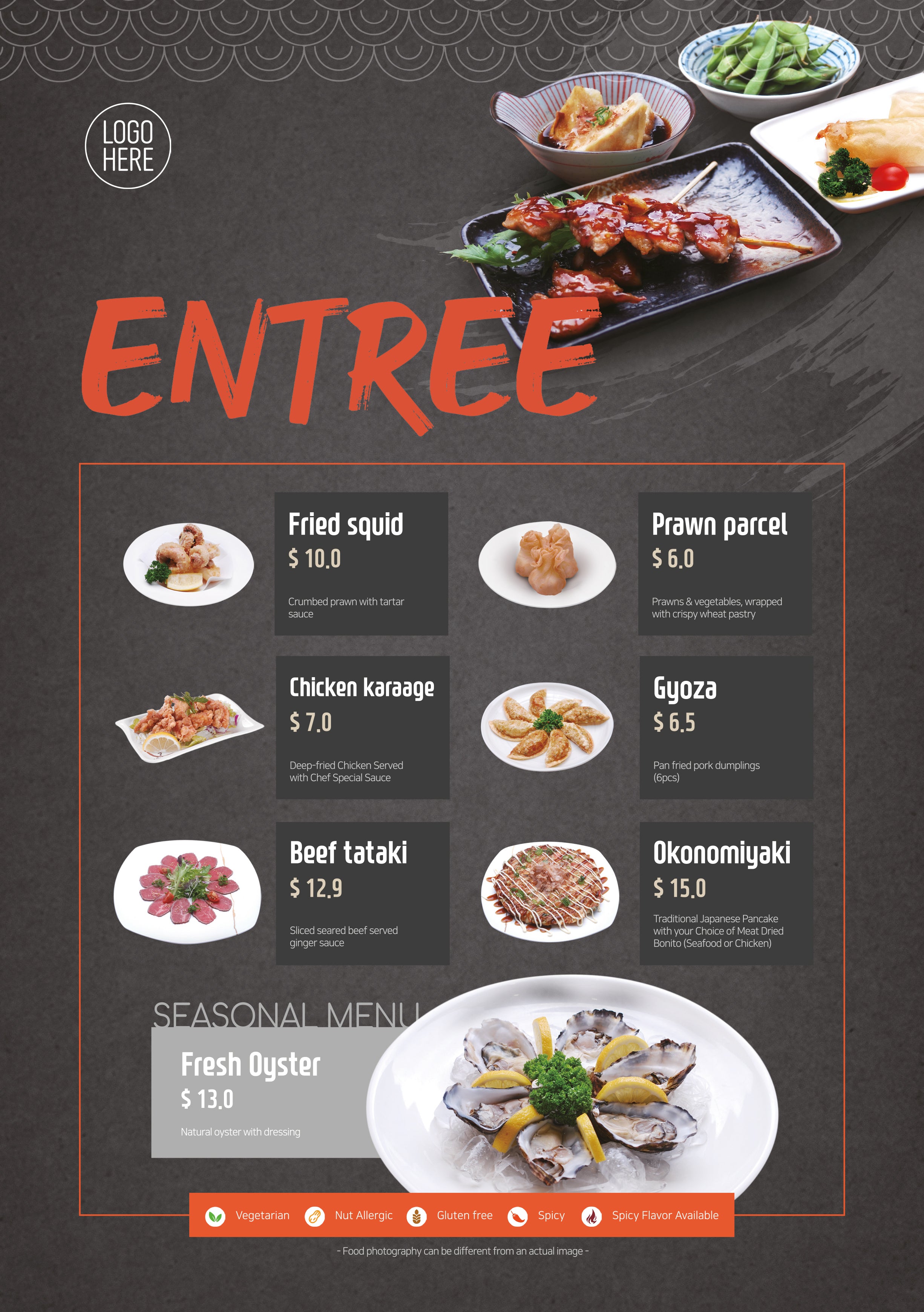 Japanese Restaurat Menu Template - Entree 2pg – usefuldesign